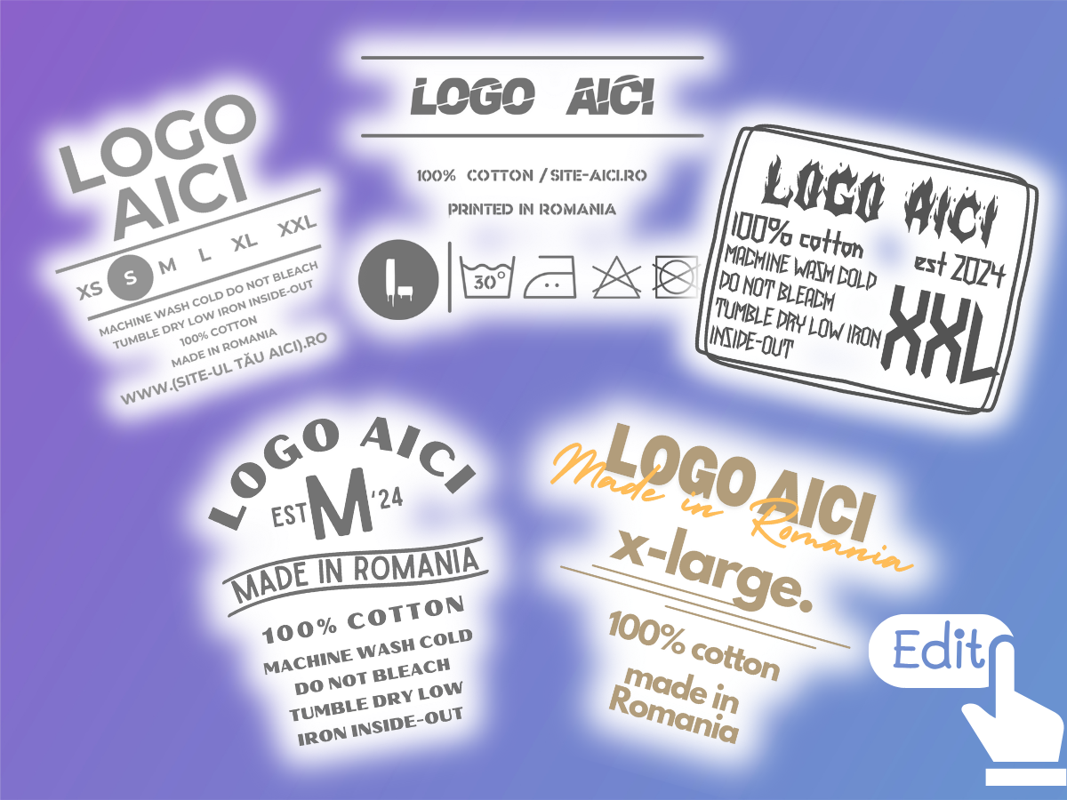 5x Șabloane Etichete DTF / Neck Labels – Start Up De Acasă